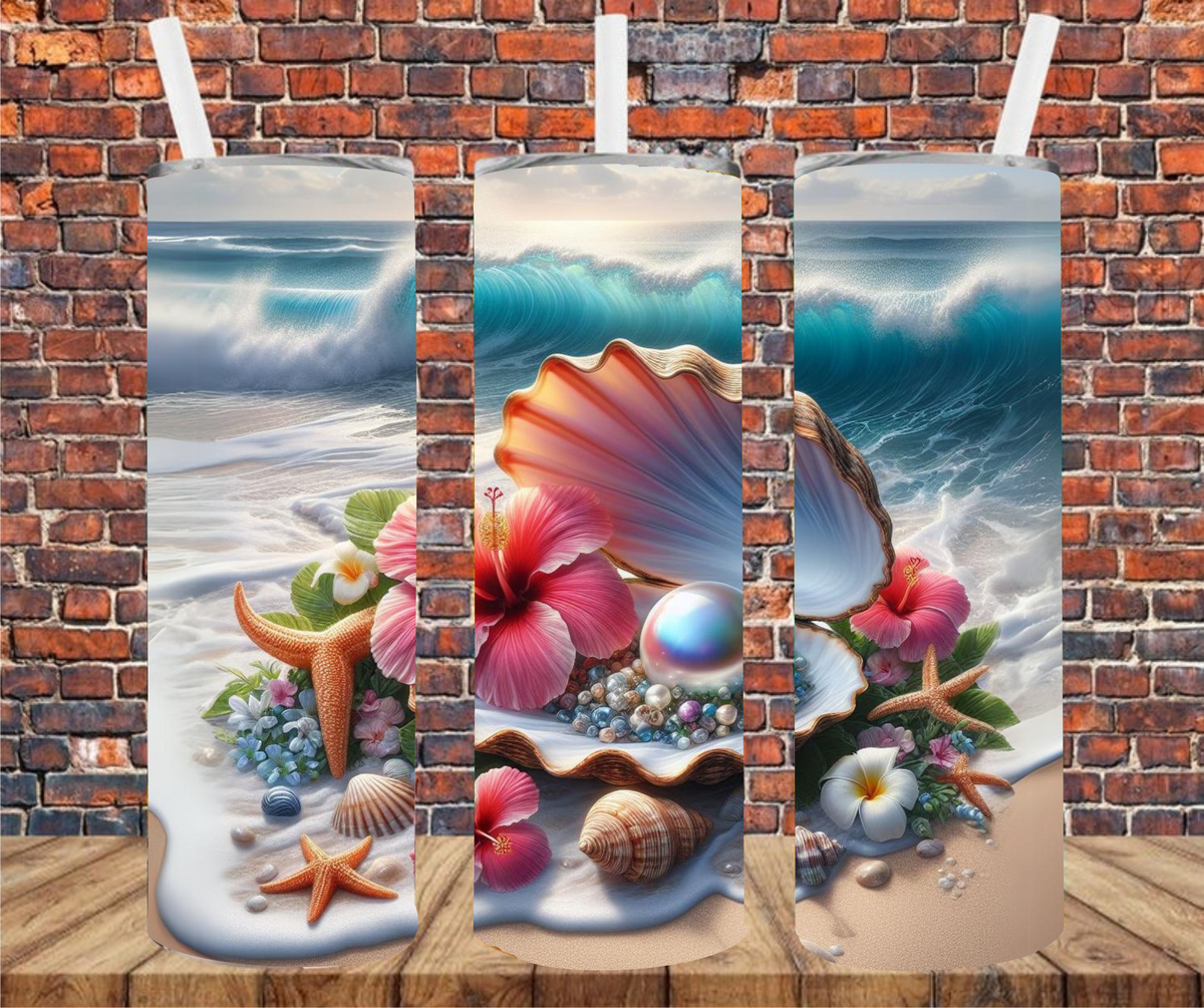 Clam Shell & Pearl - Tumbler Wrap - Sublimation Transfers – Sticky ...